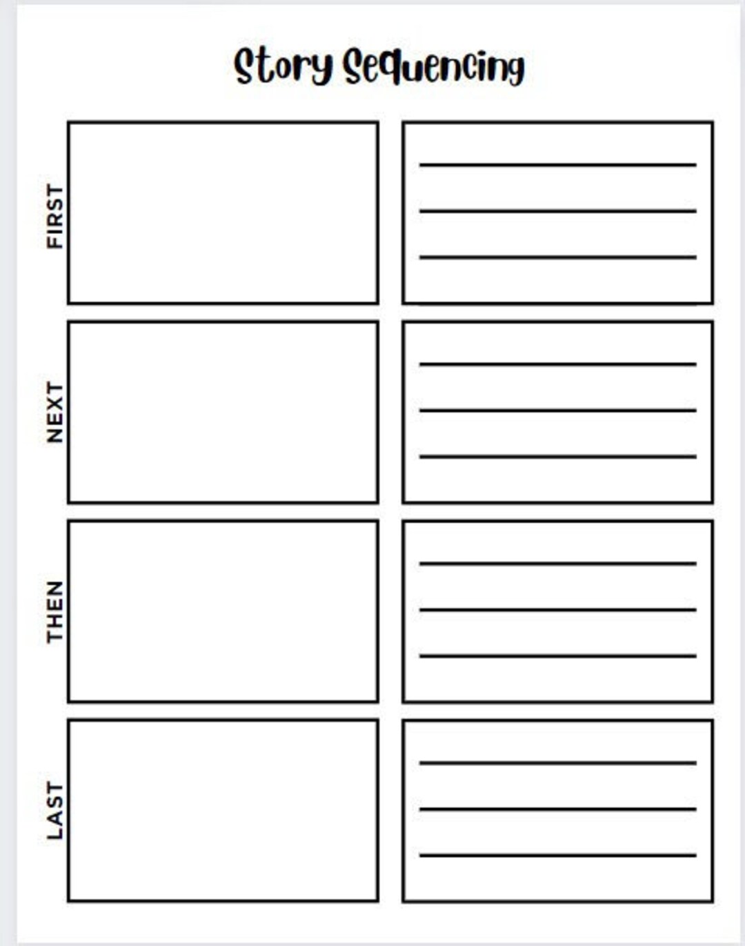 Story Sequencing Worksheet 100% Customizable Canva Template - Etsy UK