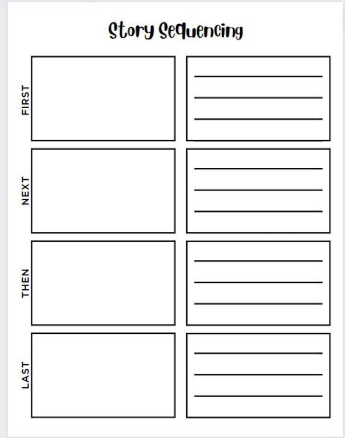 Story Sequencing Worksheet 100% Customizable Canva Template - Etsy