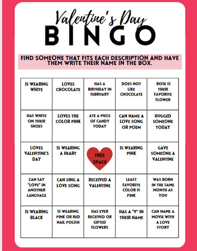 Valentine's Day Themed Bingo for Classroom or Party 100% Customizable ...
