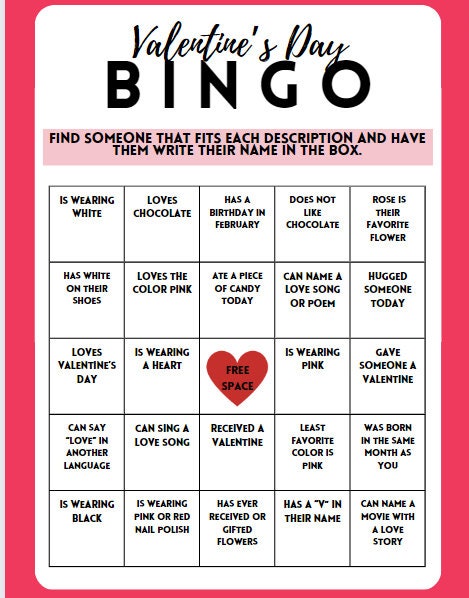 Valentine's Day Themed Bingo for Classroom or Party 100% Customizable ...