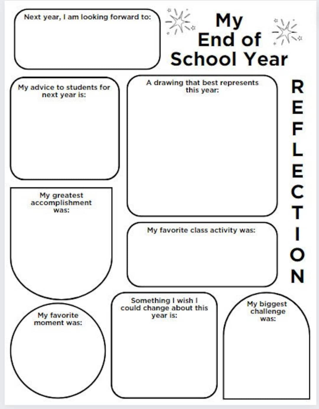 End of School Year Reflection Worksheet 100% Customizable Canva ...