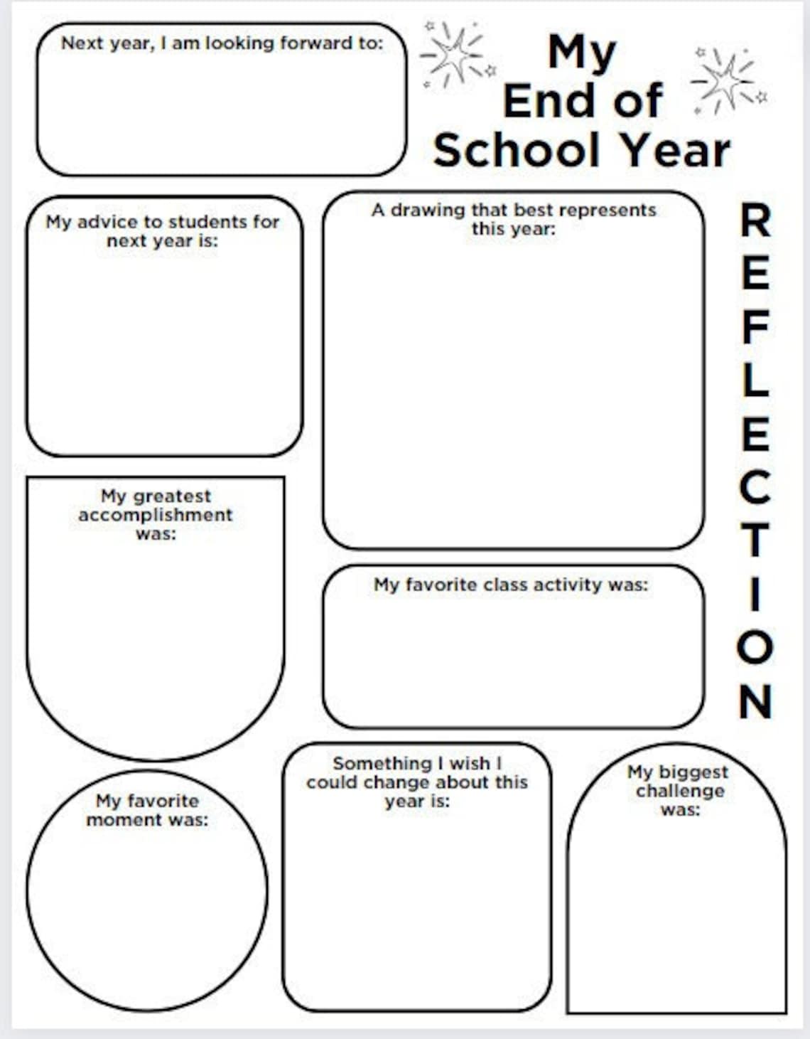 End of School Year Reflection Worksheet 100% Customizable Canva Template - Etsy