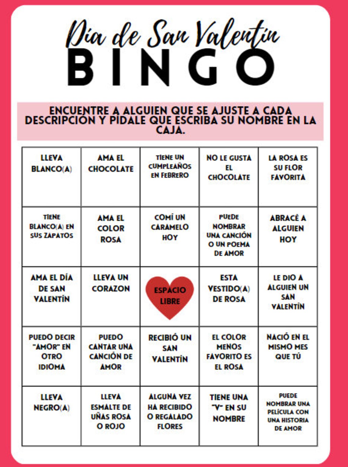 Bingo De San Valentín Para Aula O Fiesta Plantilla Canva 100% ...