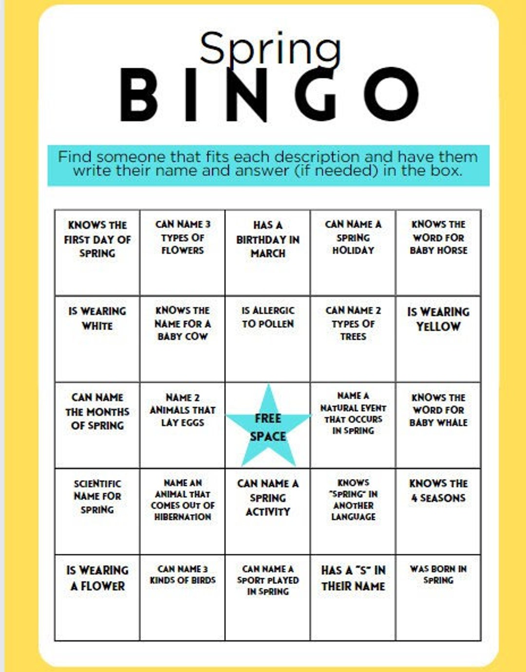 Spring Season Themed Bingo for Classroom or Event 100% Customizable ...