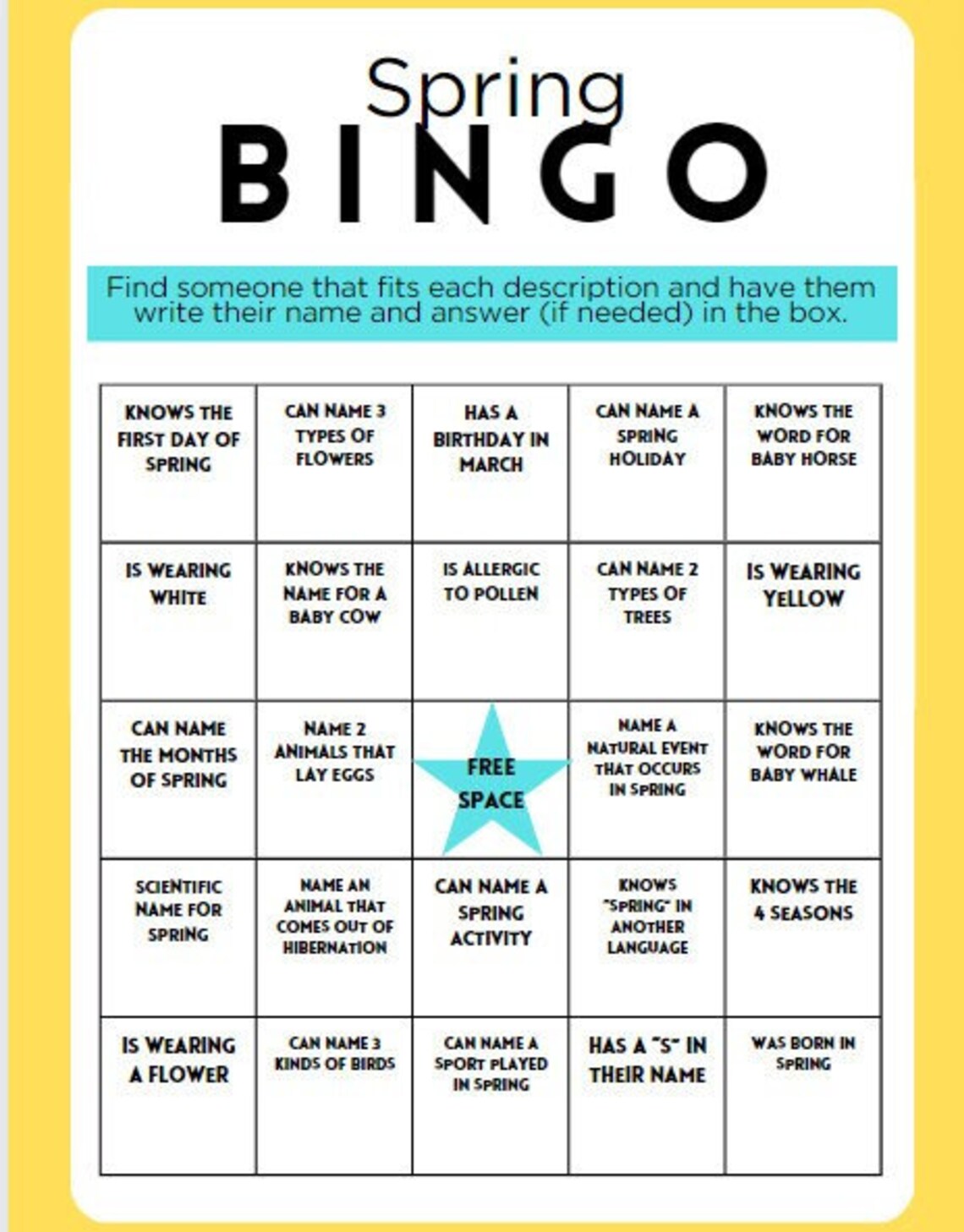 Spring Season Themed Bingo for Classroom or Event 100% Customizable ...
