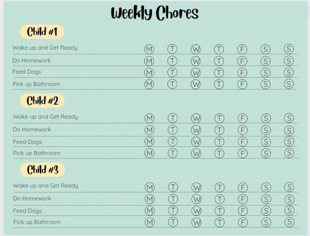 100% Customizable Weekly Chore Chart Classroom Duties Canva Template - Etsy