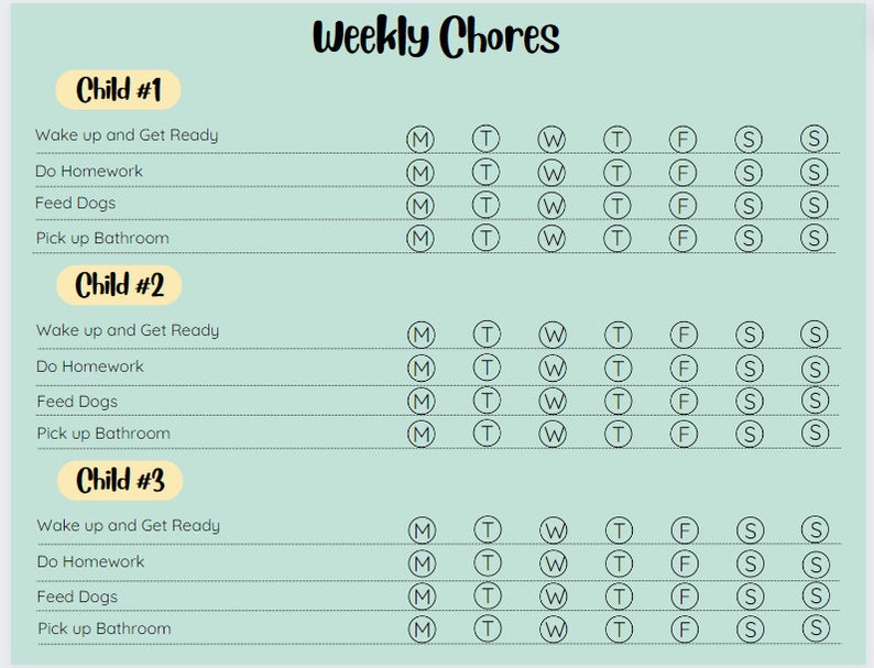 100% Customizable Weekly Chore Chart Classroom Duties Canva Template - Etsy