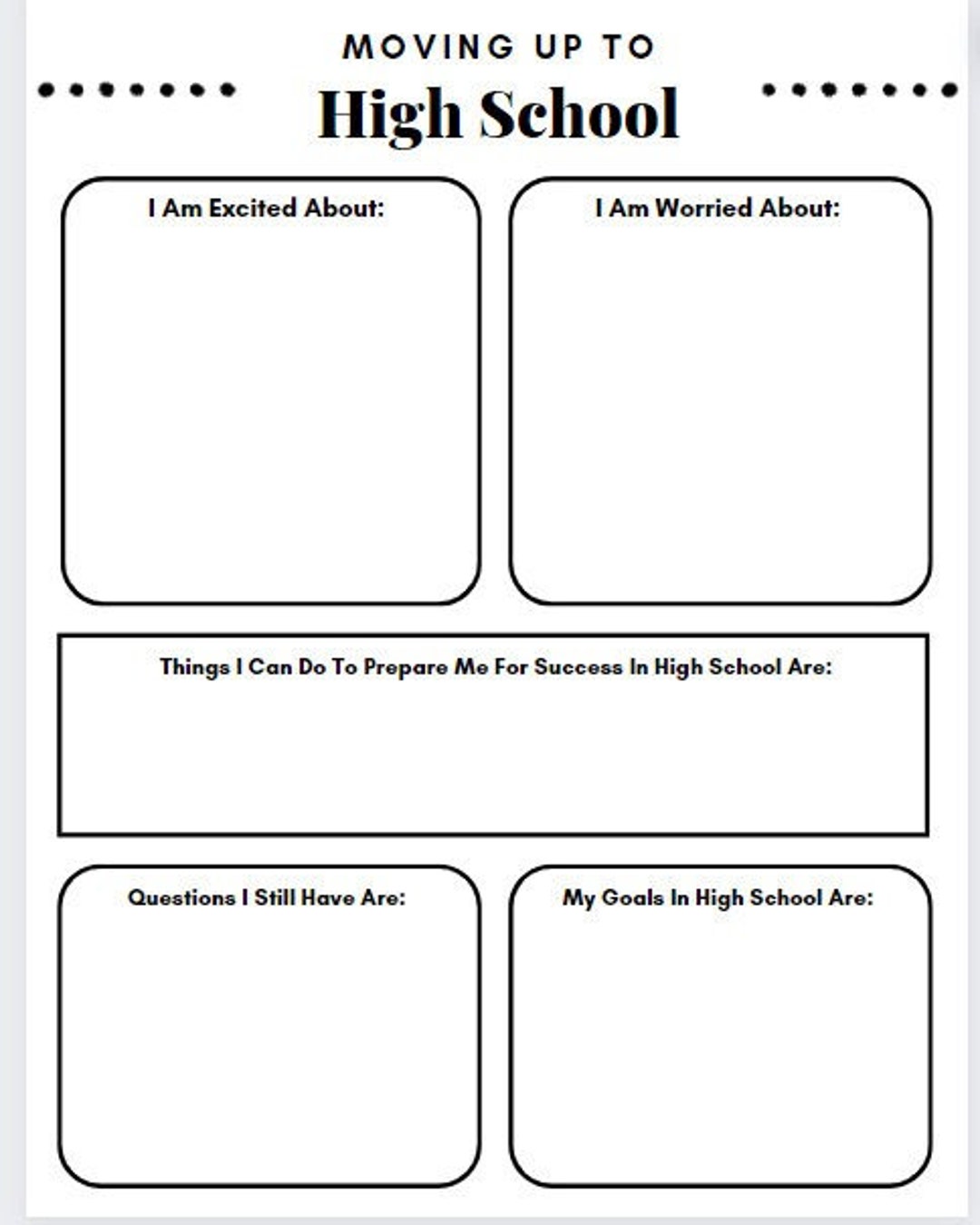 Transition to High School Worksheet 100% Customizable Canva Template - Etsy