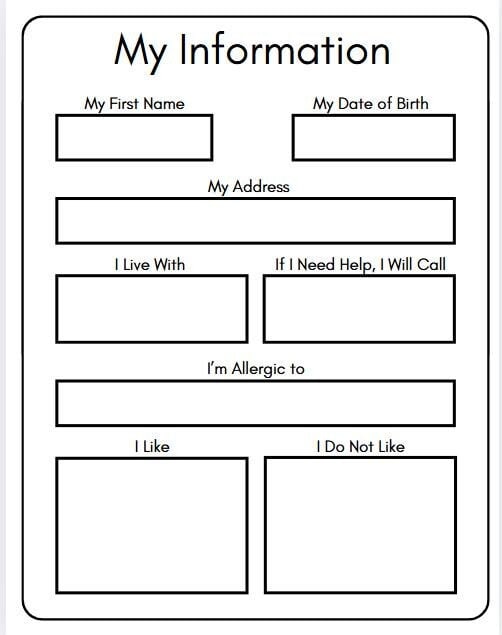 My Information Worksheet 100% Customizable Canva Template - Etsy