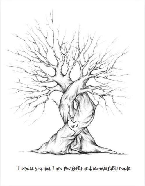 Gender Reveal Fingerprint Tree 100% Customizable Canva Template - Etsy