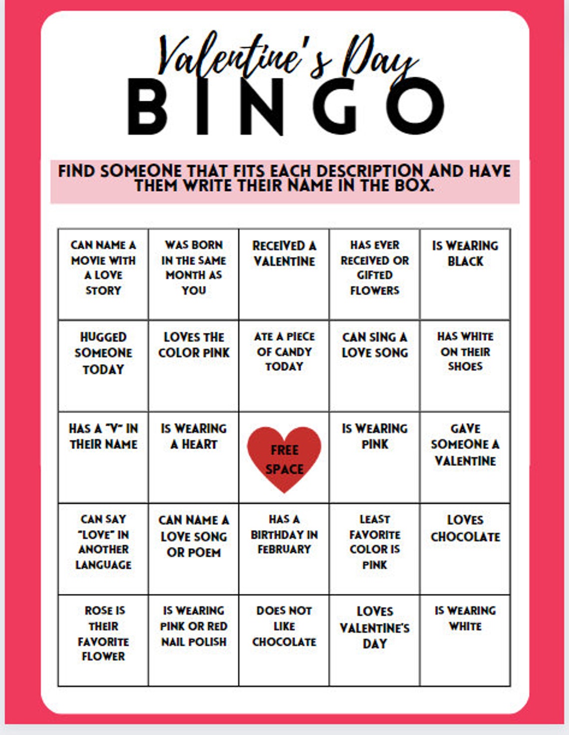 Valentine's Day Themed Bingo for Classroom or Party 100% Customizable ...