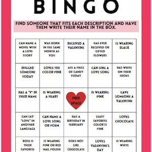 Valentine's Day Themed Bingo for Classroom or Party 100% Customizable ...