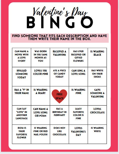 Valentine's Day Themed Bingo for Classroom or Party 100% Customizable ...