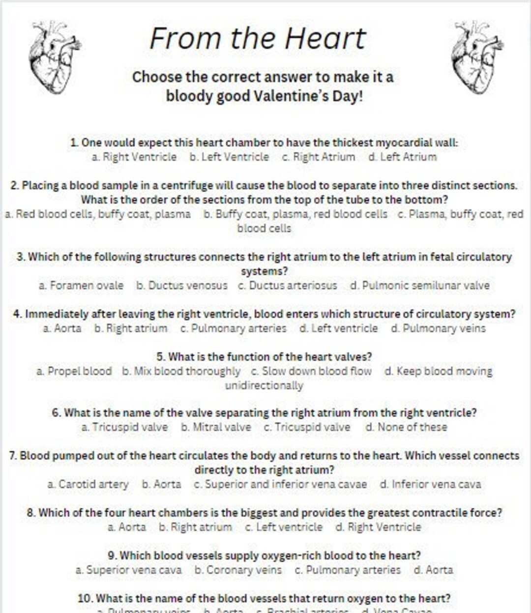 AP Biology Valentine's Day Worksheet for Classroom 100% Customizable ...