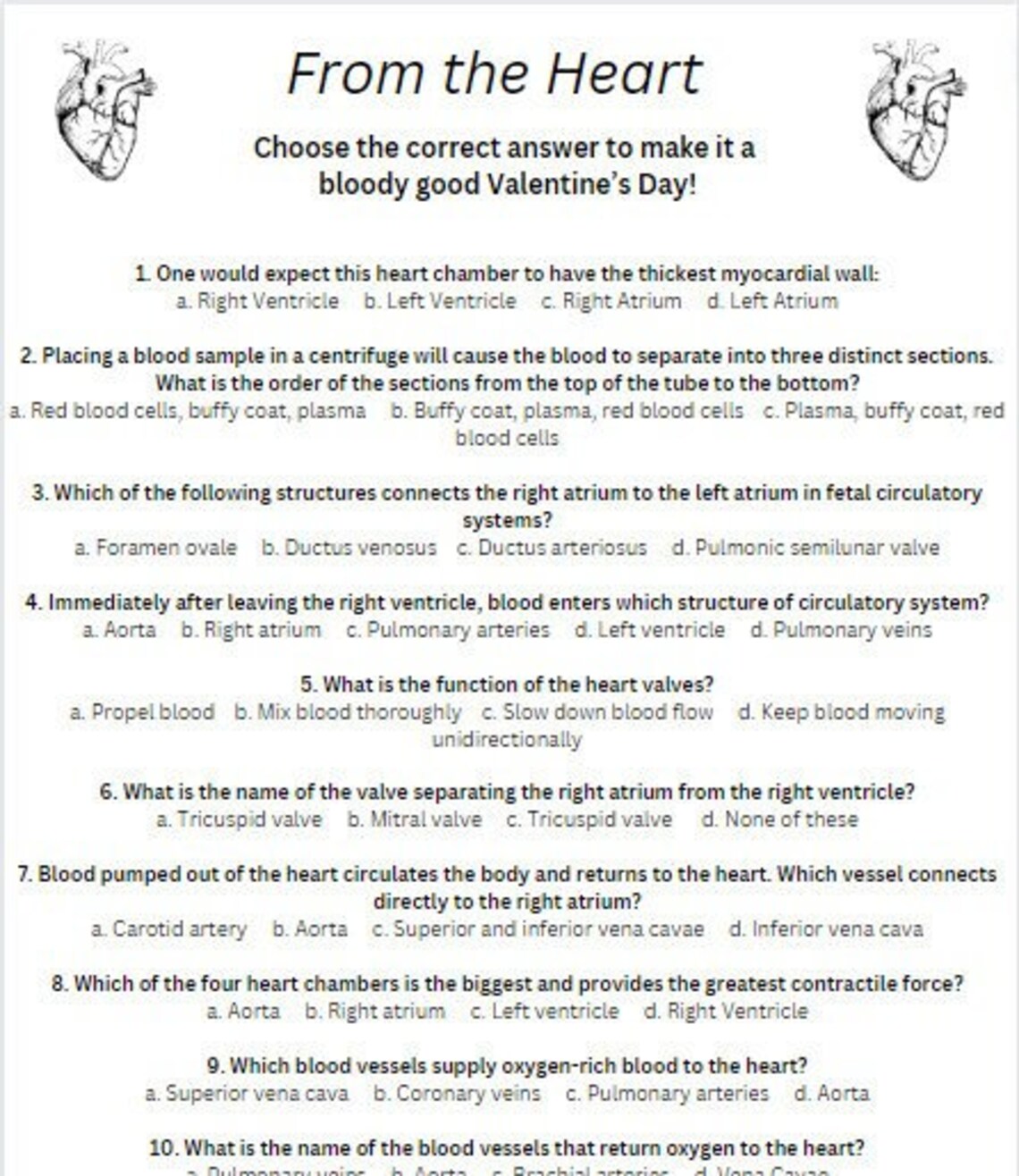 AP Biology Valentine's Day Worksheet for Classroom 100% Customizable ...