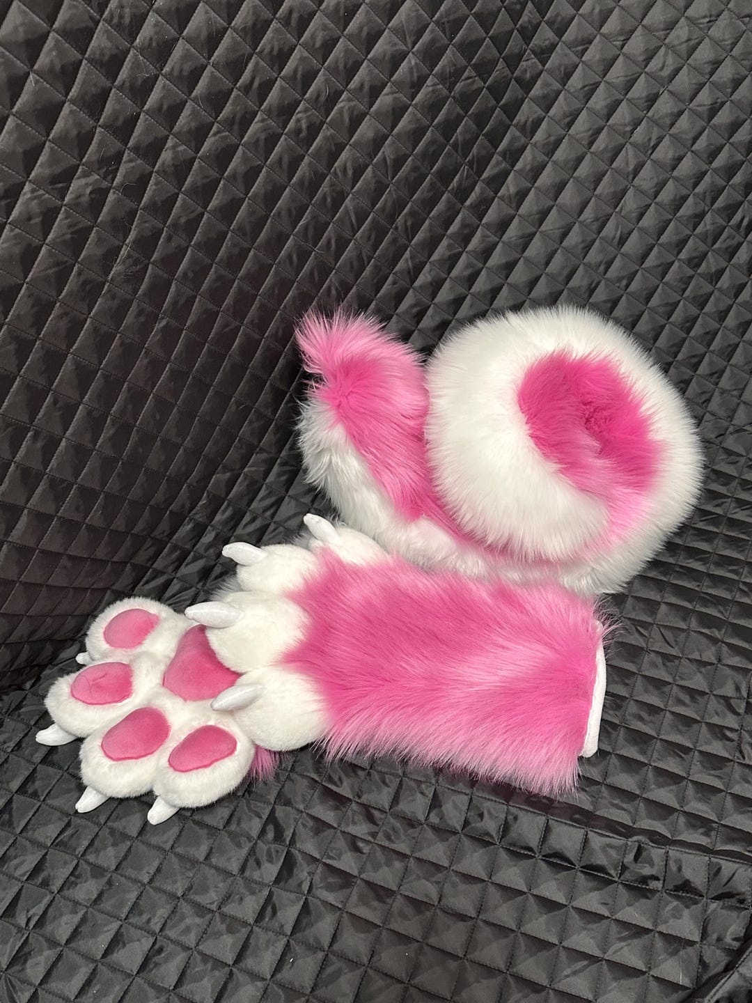 Pink and White Husky Paw and Tail Set | Furry, Fursuit, Kemonomimi ...