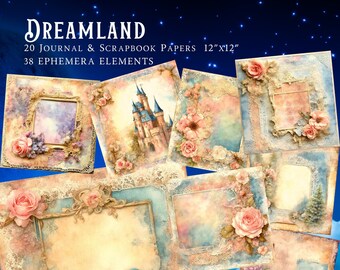 Shabby Lace Floral Papers, Digital Paper, Collage Sheet, Grunge, Shabby ...