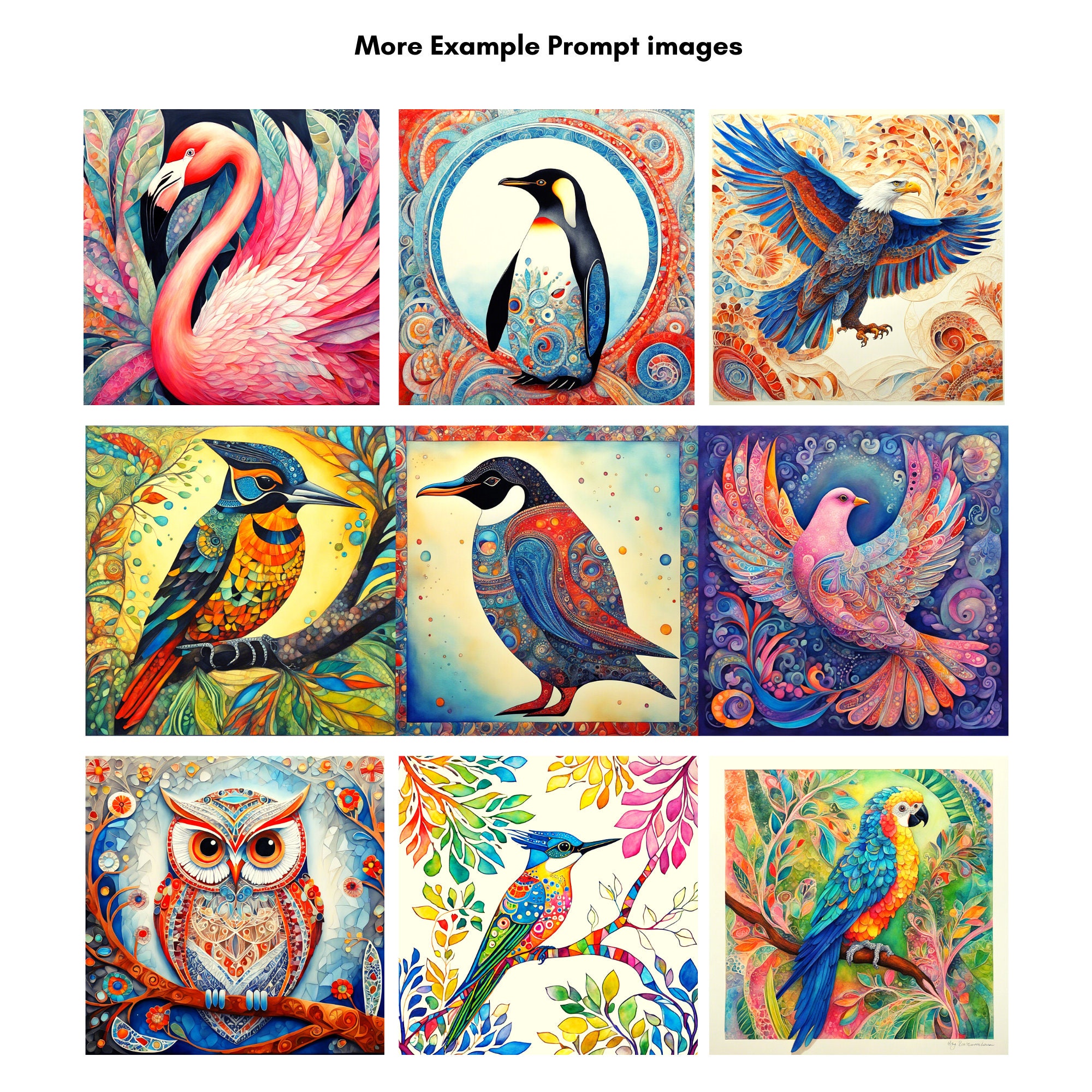 AI Prompt Whimsical Birds Beautiful Bird Designs Customizable 100 Art ...