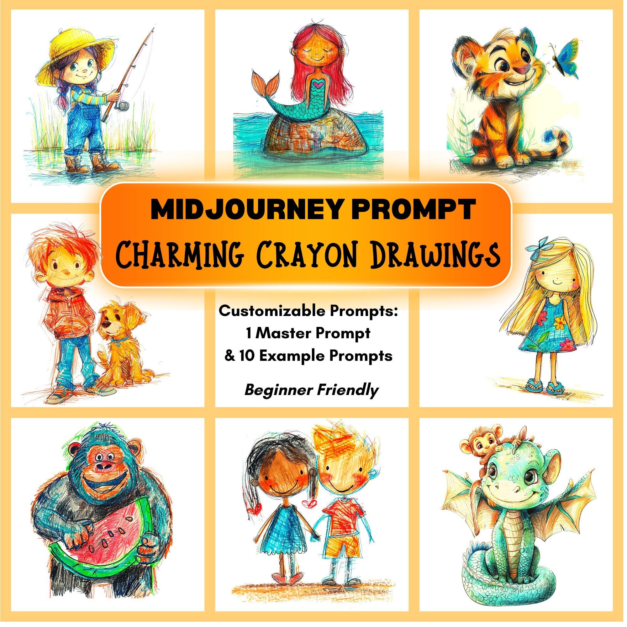 Midjourney Prompts for Children's Book Illustrations, Cute Kids Clipart ...