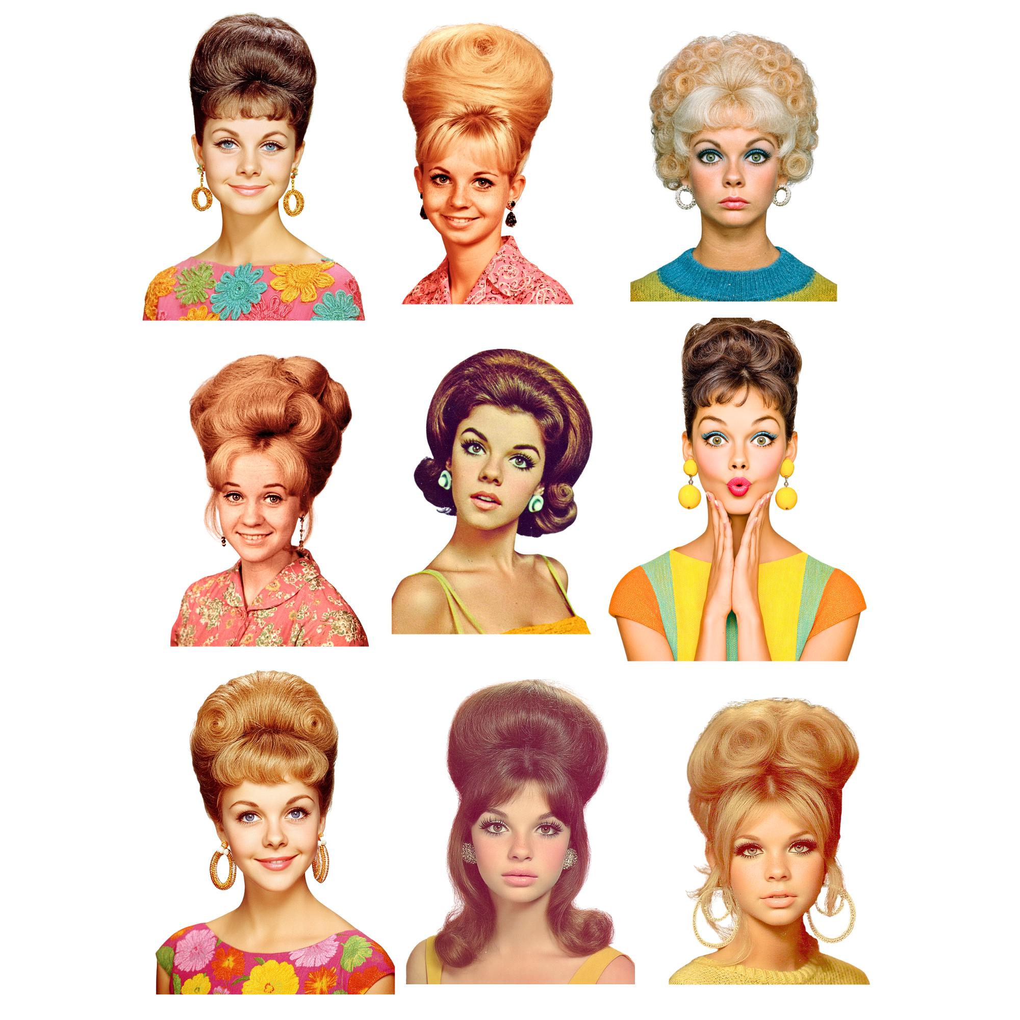 Retro 60s Hairstyles Clipart Bouffant Beehive 17 Pngs • Transparent ...