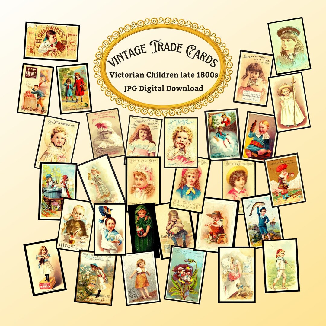 Victorian Children Kids Antique Trade Cards Printable Advertising ...