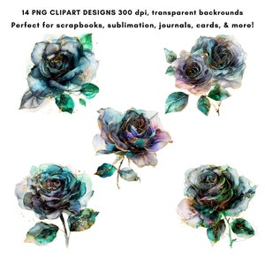 Black Roses Clipart: Gothic Watercolor Floral PNG (digital Download) - Etsy