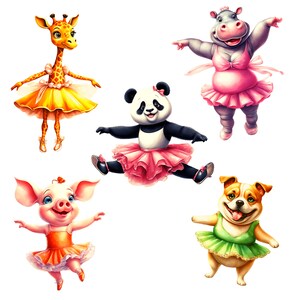 Ballerina Animal Clipart Cute Hippo Elephant Panda Ballet Clip Art PNG ...