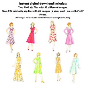 1970s Fashion Ladies Vintage Fussy Cuts Clipart Retro 70s Ephemera ...