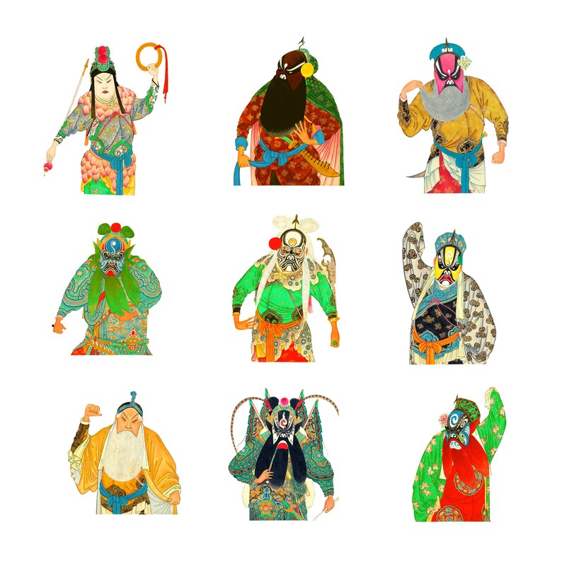 Peking Opera Vintage Chinese Clipart Fussy Cuts Ephemera Scrapbook Menu ...