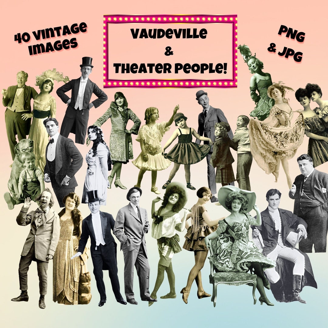 Vintage Theater Vaudeville Clipart Actors Dancers Singers Tim Holtz ...