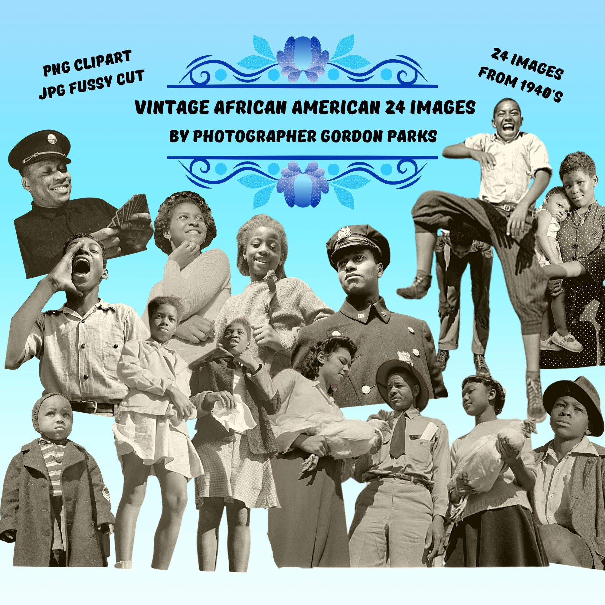Black People Clipart Fussy Cuts, Printable Vintage African 1940s Clip ...