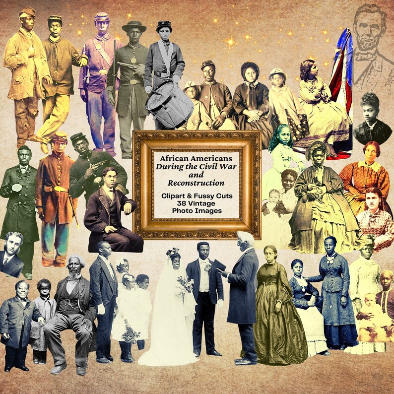 African American Civil War Fussy Cut and Digital Clipart 1800s Vintage ...
