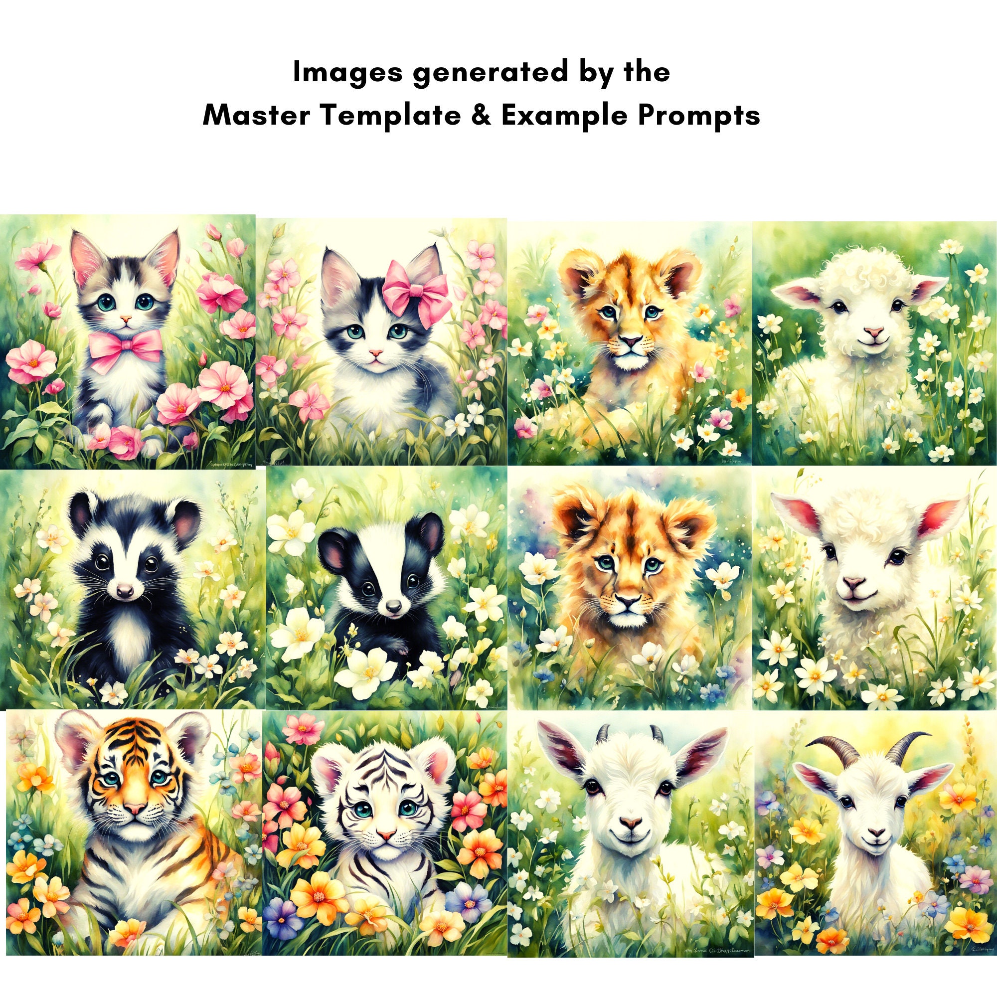 AI Prompt Baby Animals 100 Art Prompts Customizable Nursery Wall Art ...
