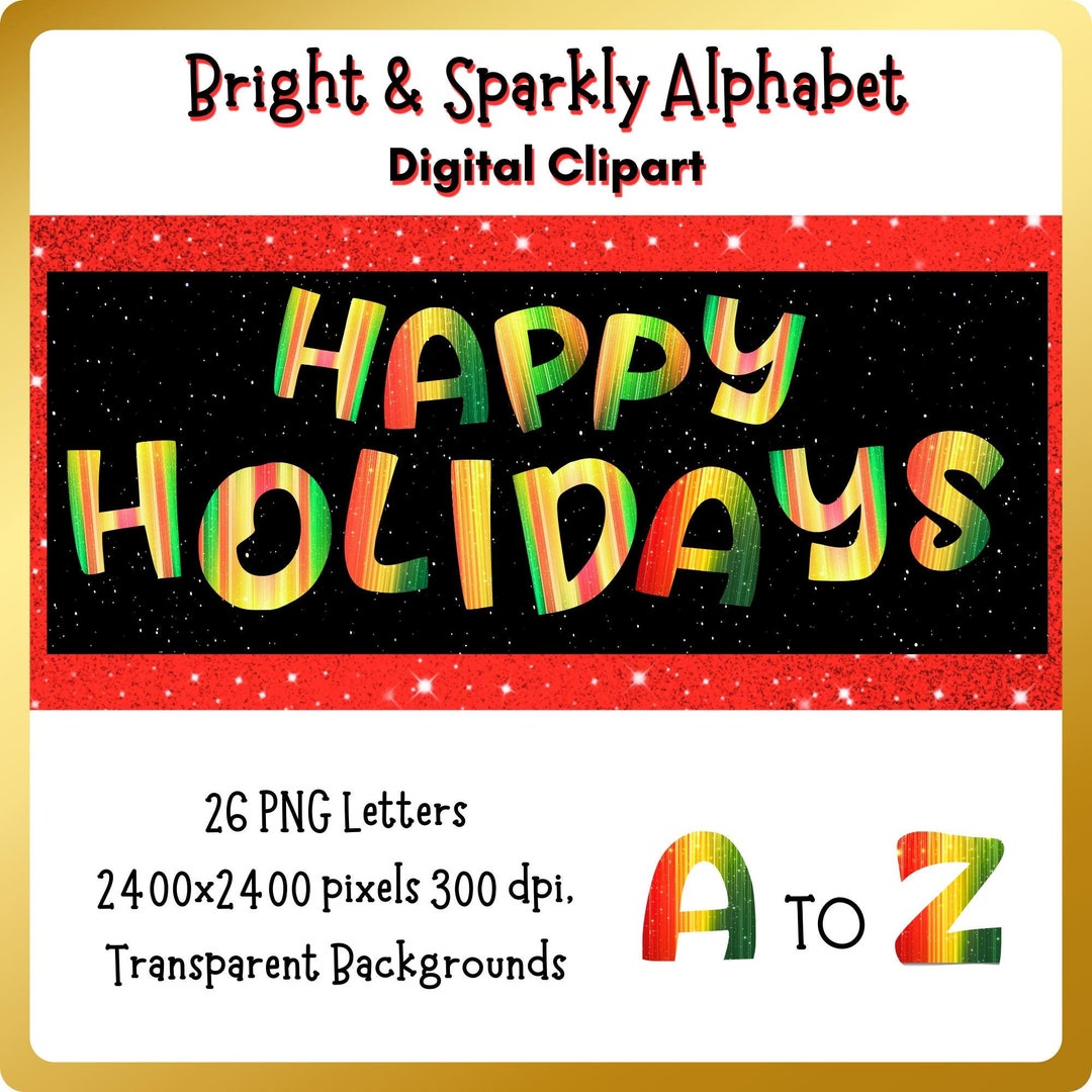 Christmas Letters Clipart Alphabet Red Gold Green Holiday Letters PNG ...
