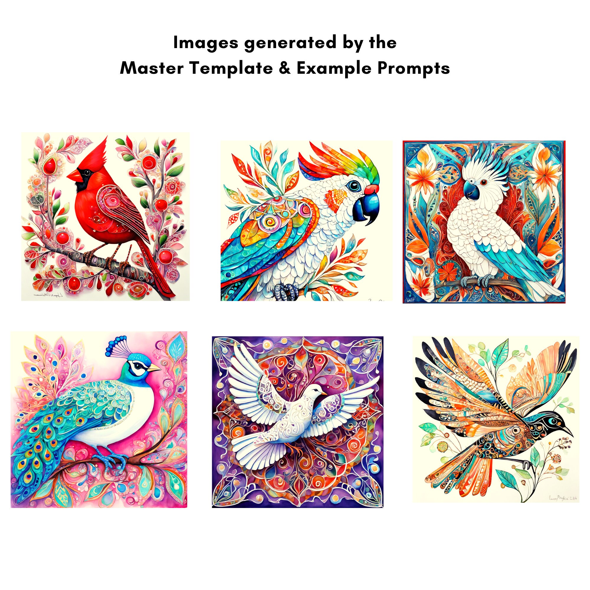 AI Prompt Whimsical Birds Beautiful Bird Designs Customizable 100 Art ...