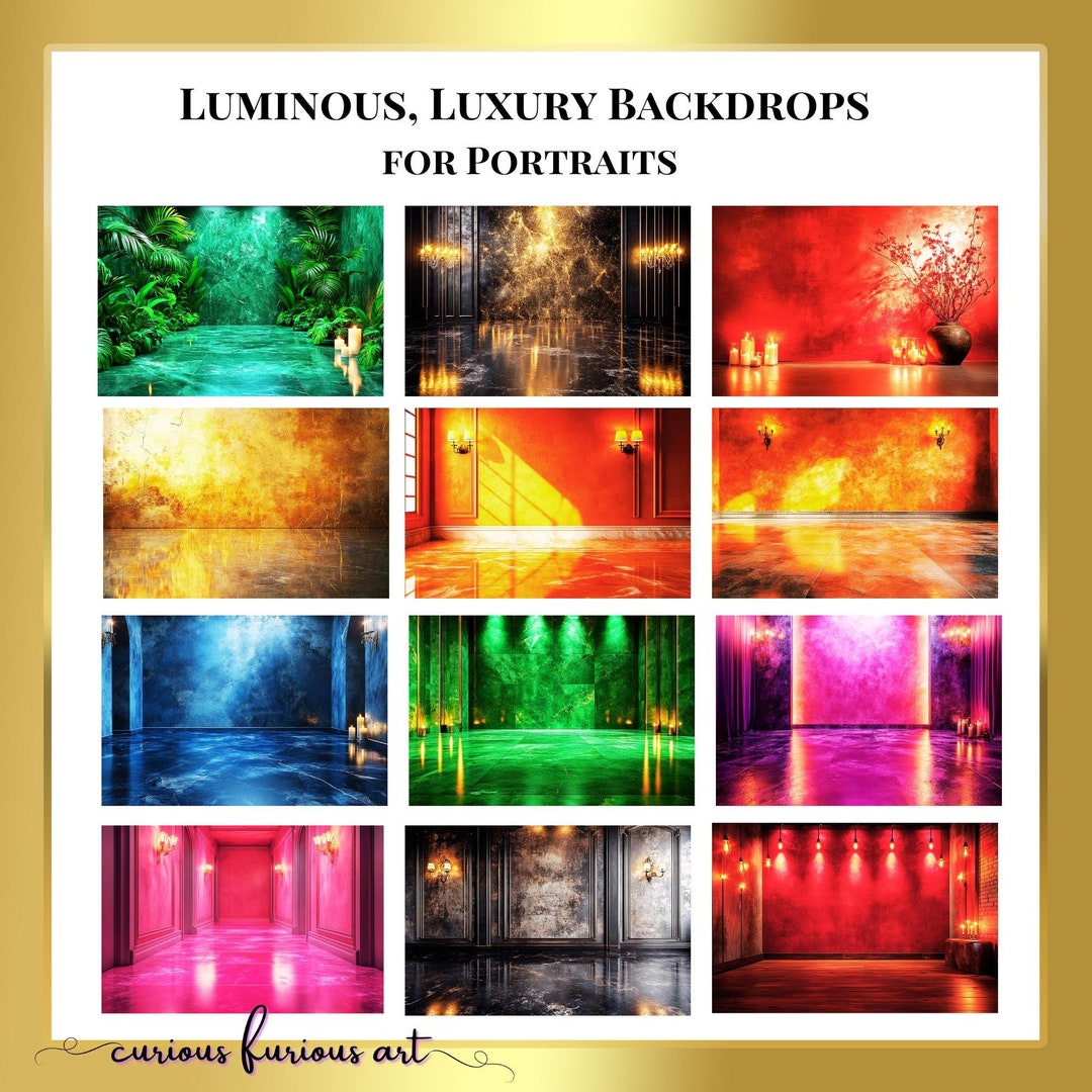 Luminous Luxury Portrait Backdrops: Gold & Silver Rooms (digital ...