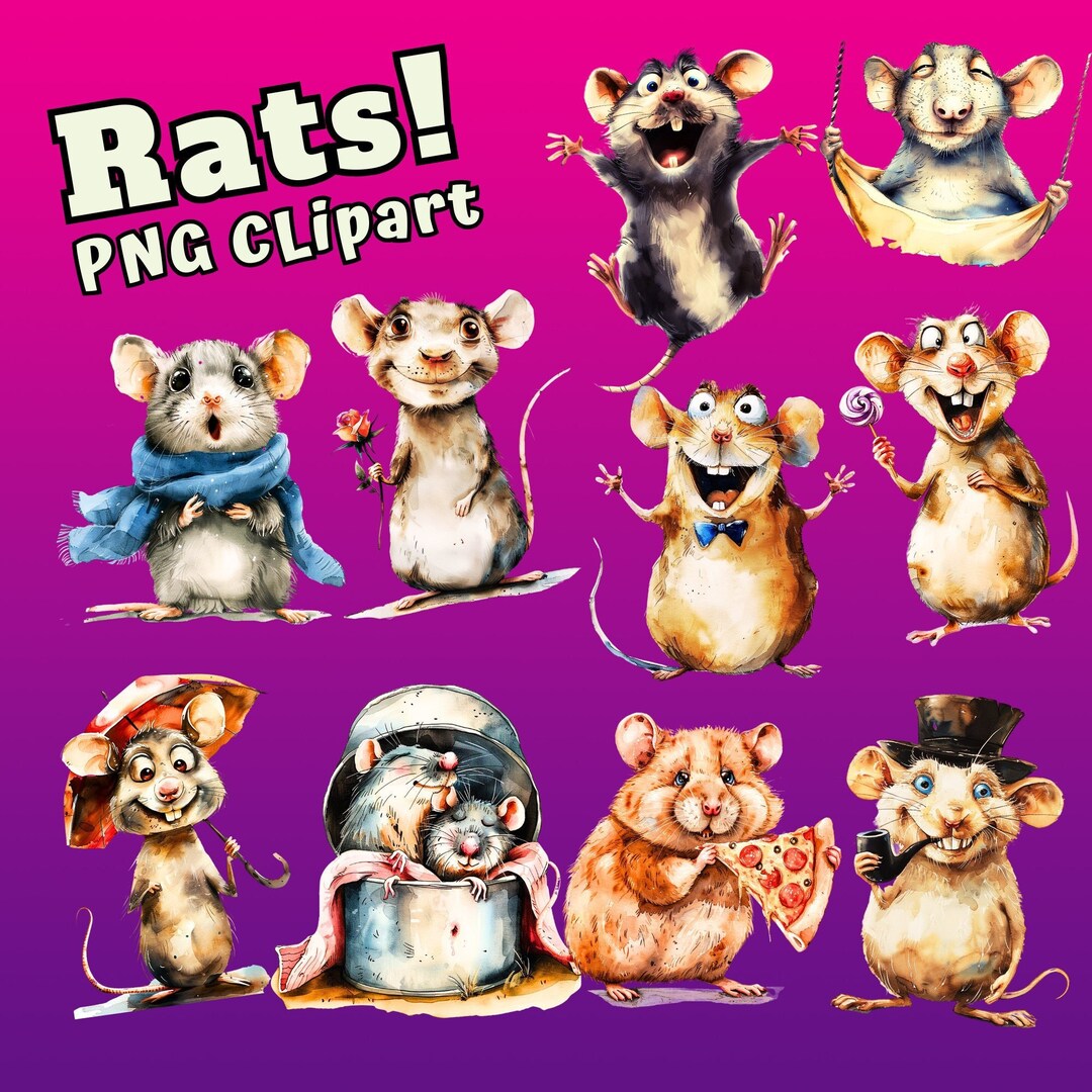 Funny Rats Clipart Cute Rat Whimsical Animals Clipart Cute Mouse ...