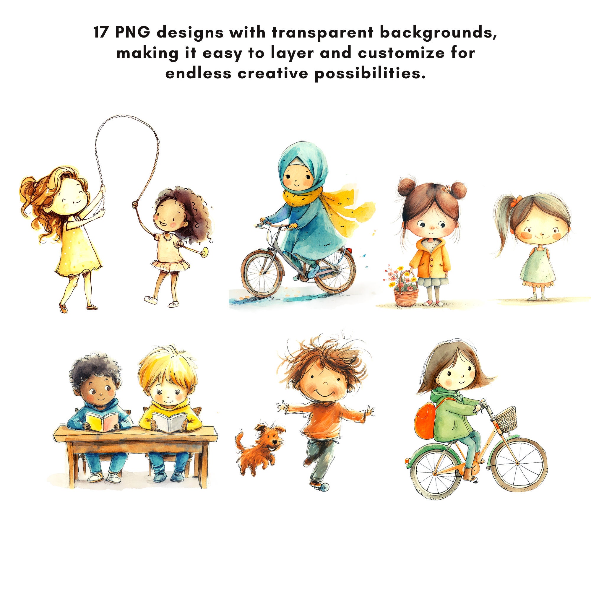 School Kids Clipart Cute Boys Girls Diverse Clip Art Multiticultural ...