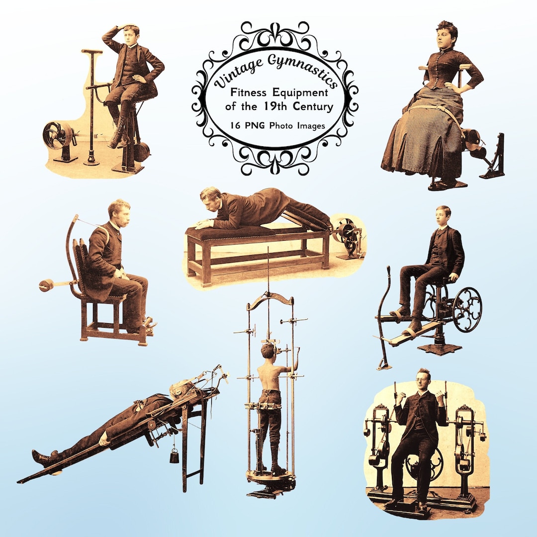 Vintage Gym Exercise Clipart Funny Weird Fitness 19th Century Workout Fitness Ephemera Photo ...