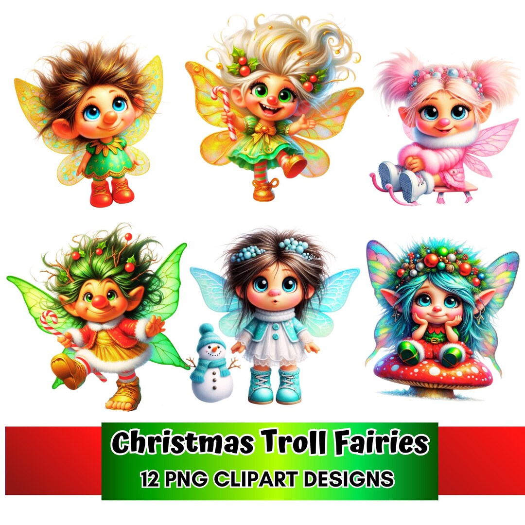 Christmas Troll Fairy Clipart: Whimsical Holiday PNG (digital Download ...