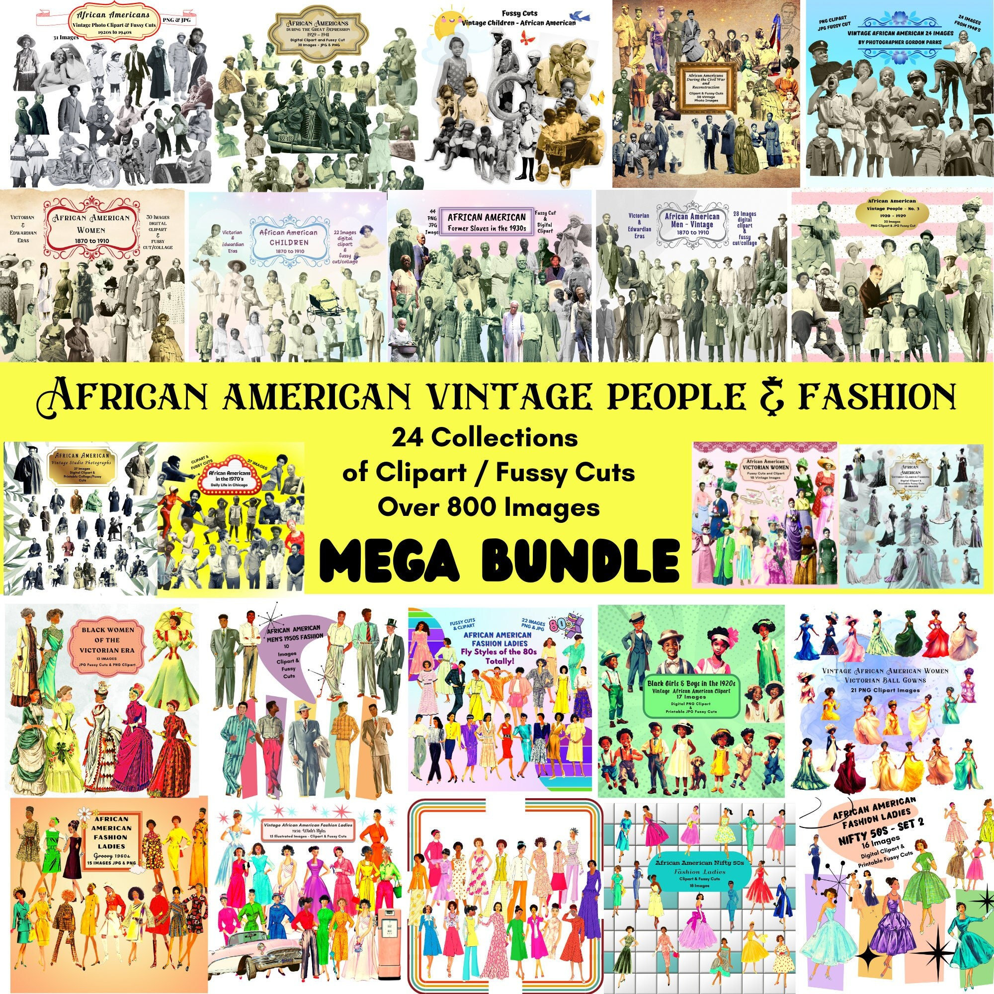 Black People Clipart Mega Bundle African American Clip Art Vintage ...