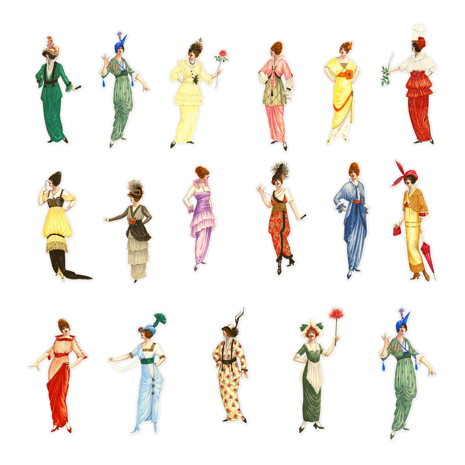 1920s Fashion Clipart Vintage Women Clipart Fussy Cuts 31 Images Retro ...