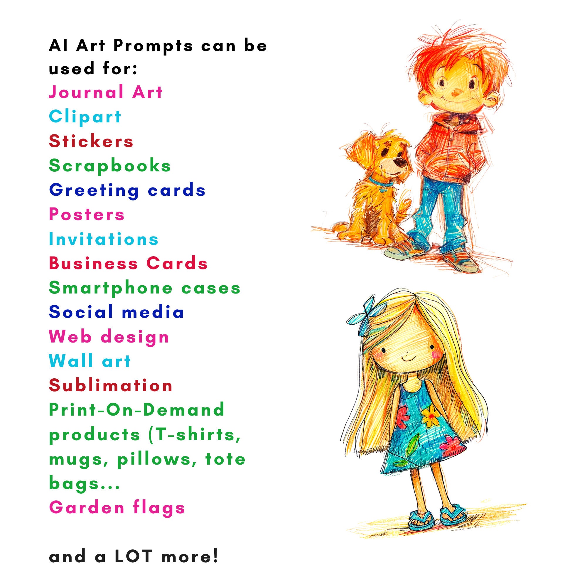 Midjourney Prompts for Children's Book Illustrations, Cute Kids Clipart ...
