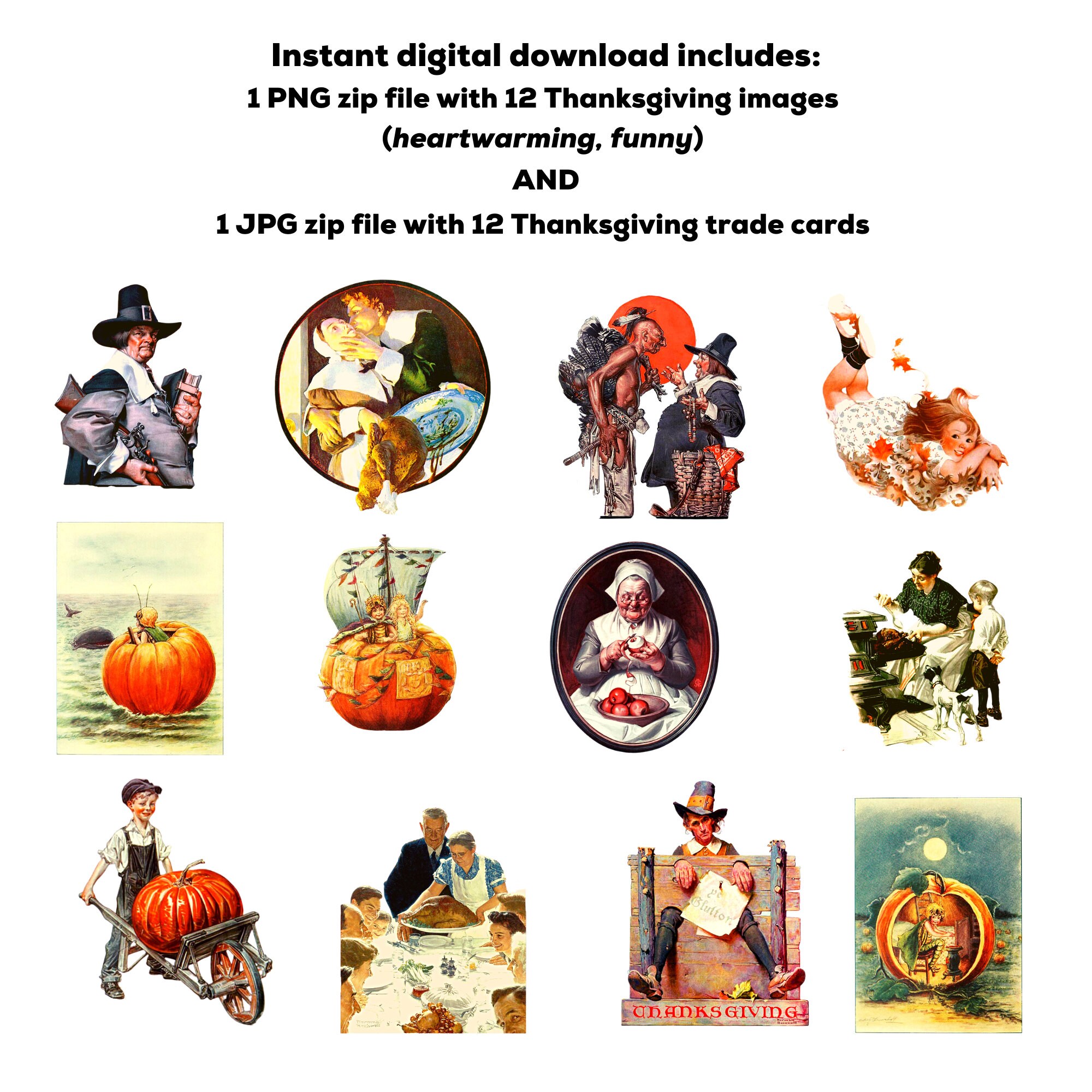 Vintage Thanksgiving Clipart Autumn Fall Clipart Trade Cards Funny ...