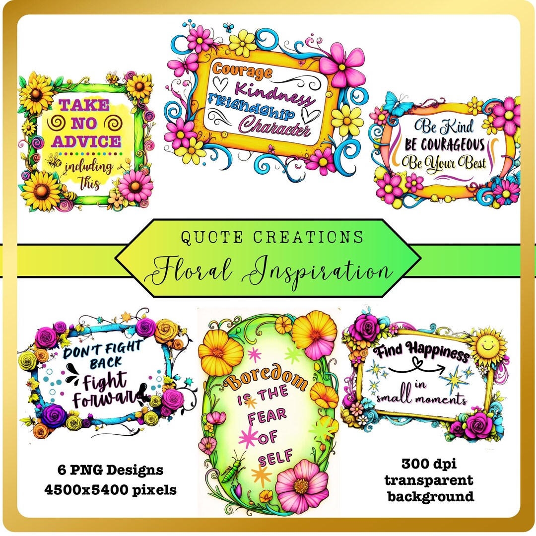 Quotes Inspirational Colorful Stickers Floral Clipart Positivity ...