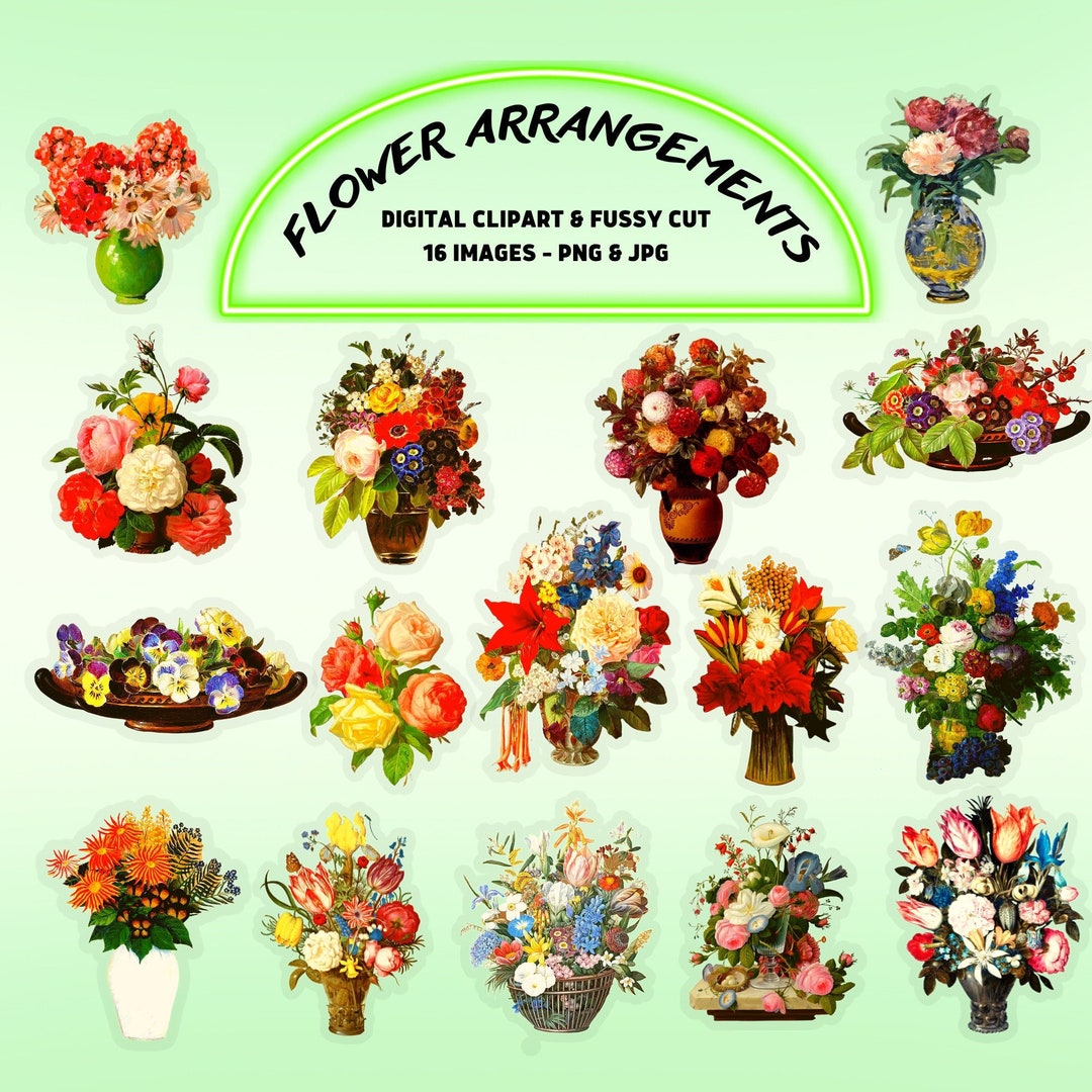 Flower Arrangements Clipart 16 Floral Bouquet Designs Fussy Cuts ...