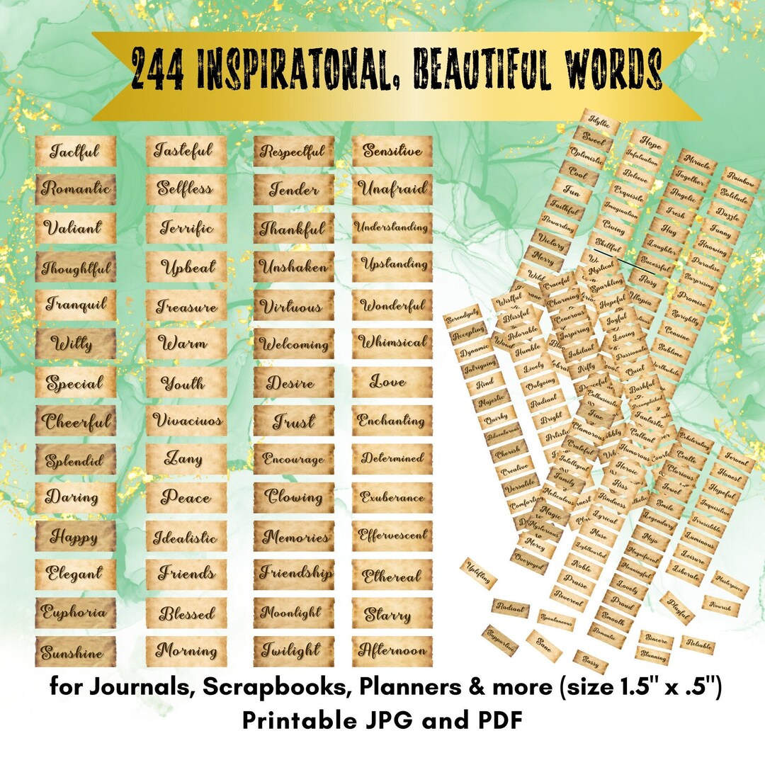 Positive Word Stickers Journal Scrapbook Inspirational Words Printable ...