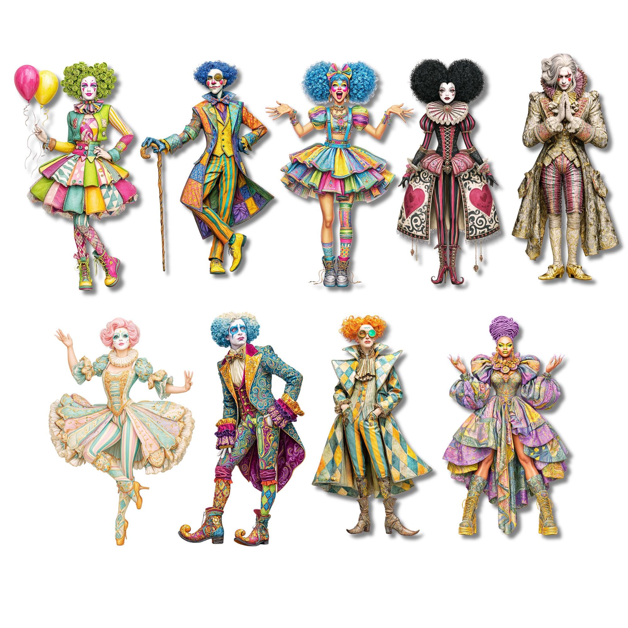 Rococo Clipart: Whimsical People, Seamless Backgrounds (PNG, JPG ...