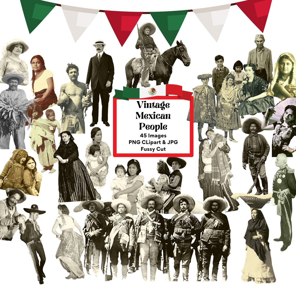 Vintage Mexican Hispanic People Clipart Fussy Cut Mexico Latin American ...