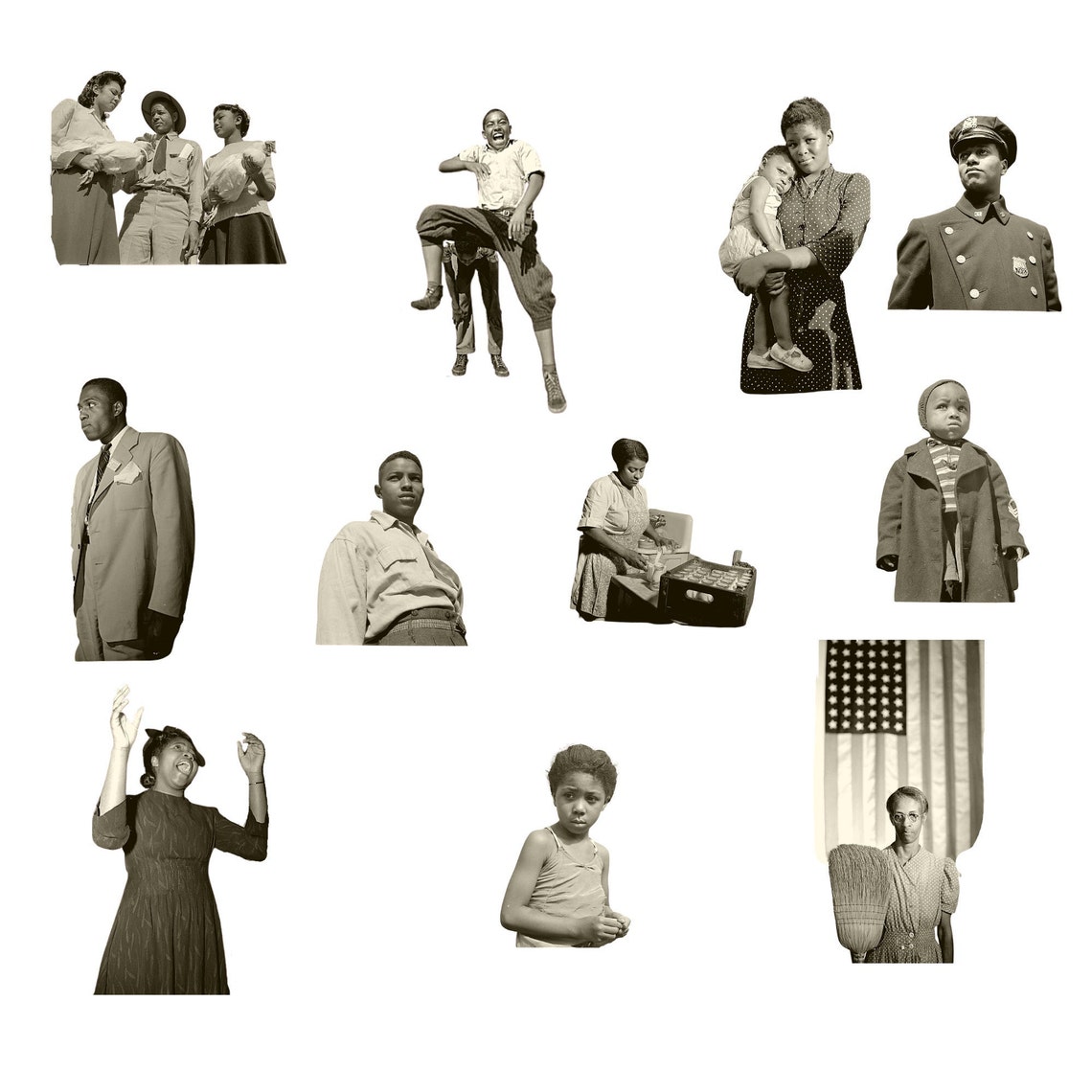 Black People Clipart Fussy Cuts, Printable Vintage African 1940s Clip ...